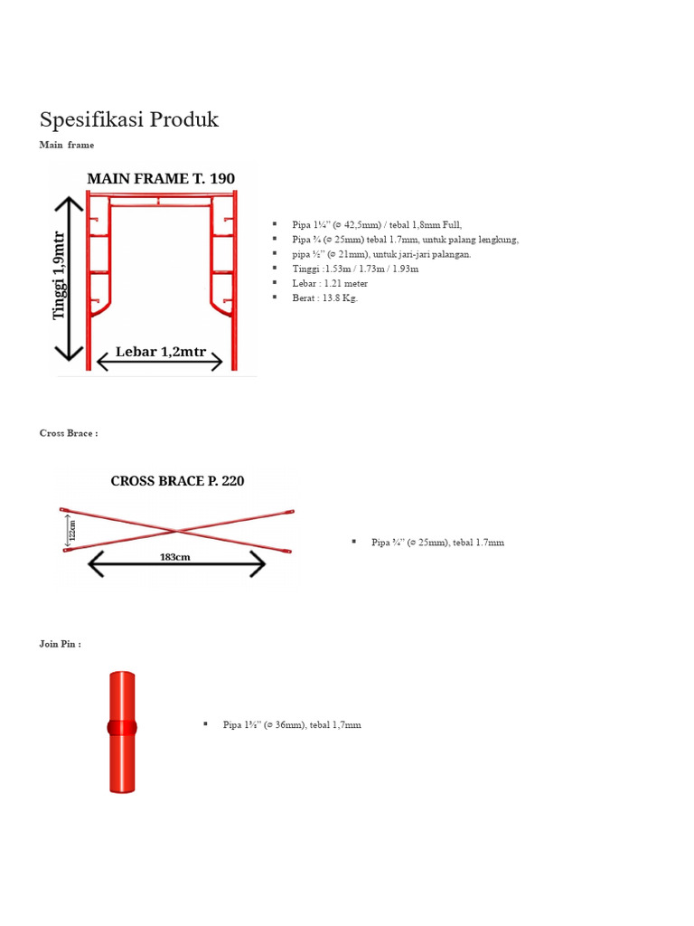 Spesifikasi Scafolding | PDF