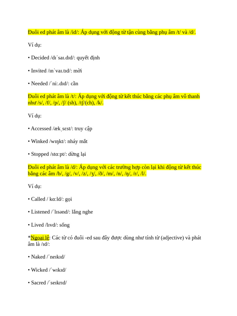 Quy Tắc Phát Âm Ed:es | PDF