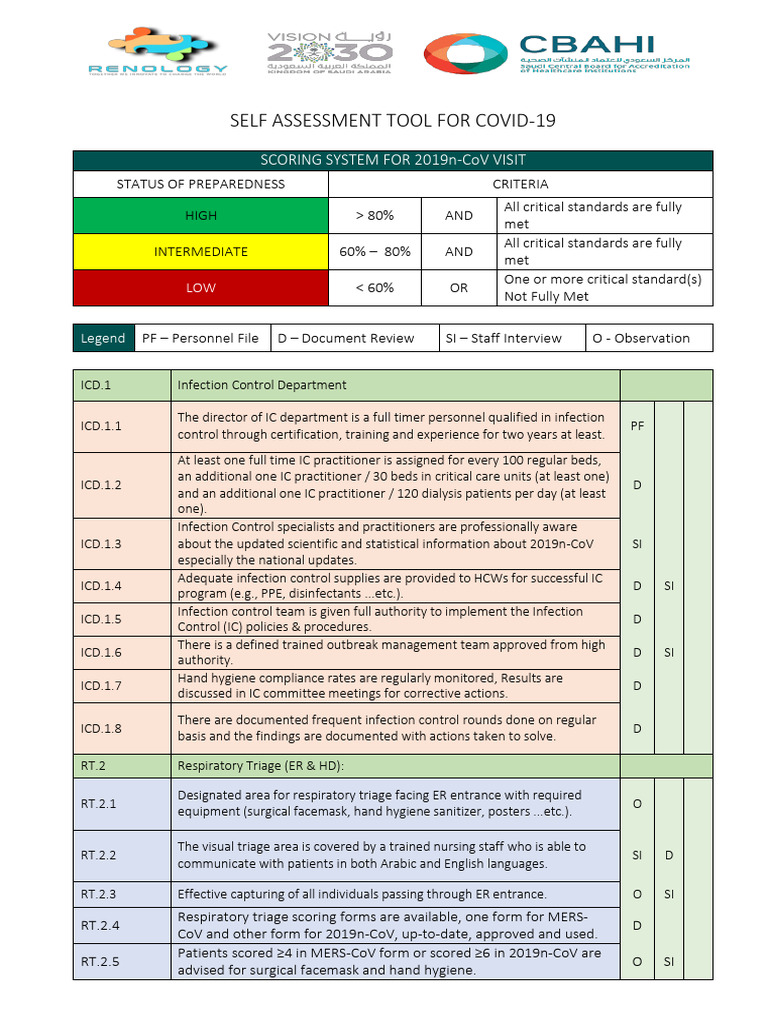 Cbahi-Self-Assessment-Tool-For-Covid-19 - Renology | PDF