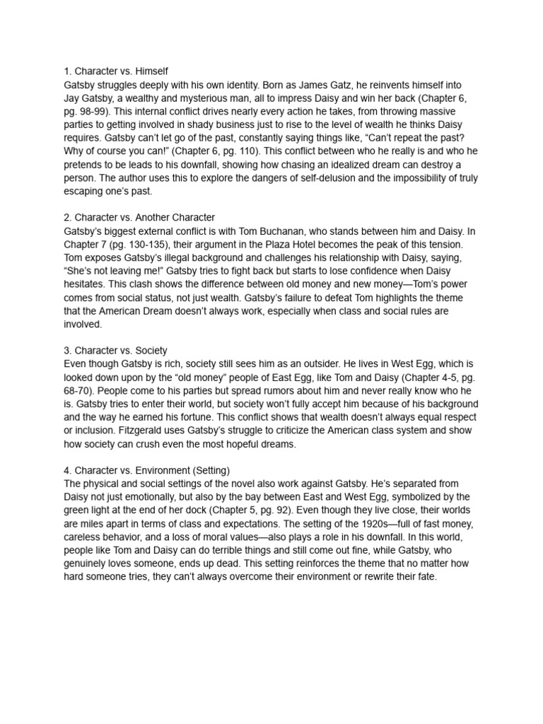 Chapter 7-9 Conflict Assignment | PDF | The Great Gatsby