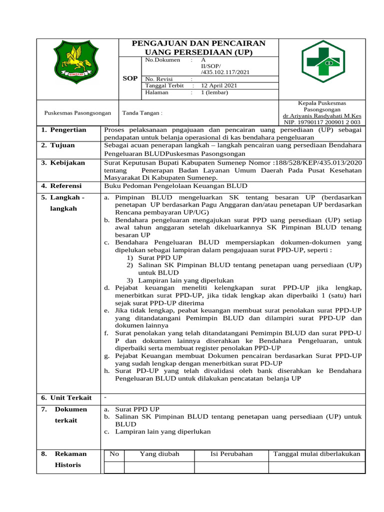 Sop - Bendahara Pengeluaran | PDF