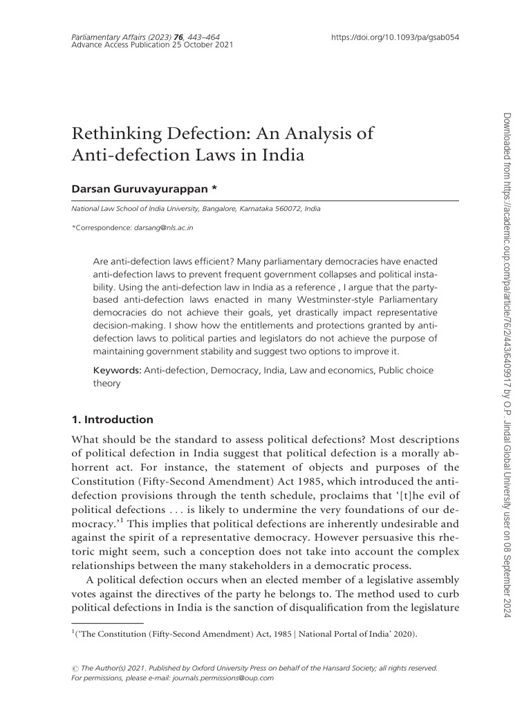 Anti-Defection in India | PDF | Political Parties | Voting