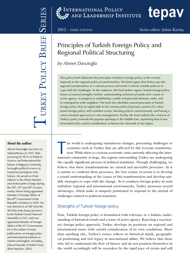 Principles of Turkish Foreign Policy and Regional Political Structuring ...