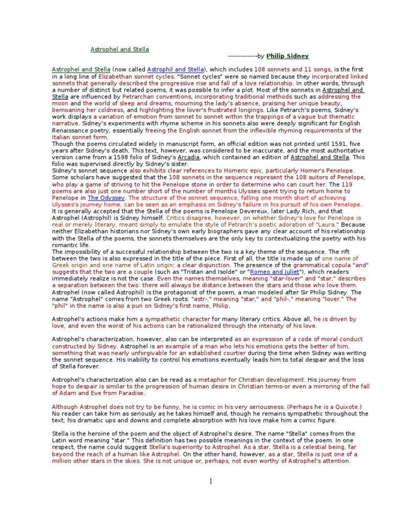 Astrophel and Stella | Sonnets | Poetry