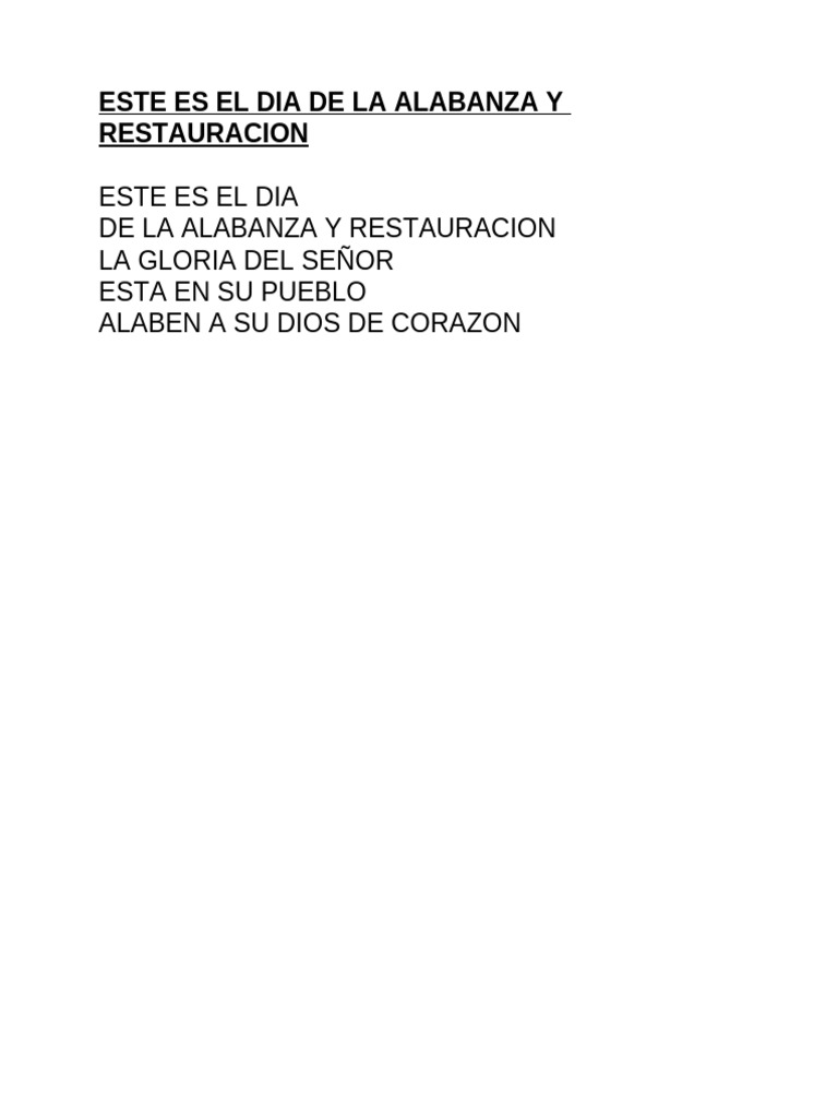 Letra: Este es el Día de Alabanza | PDF