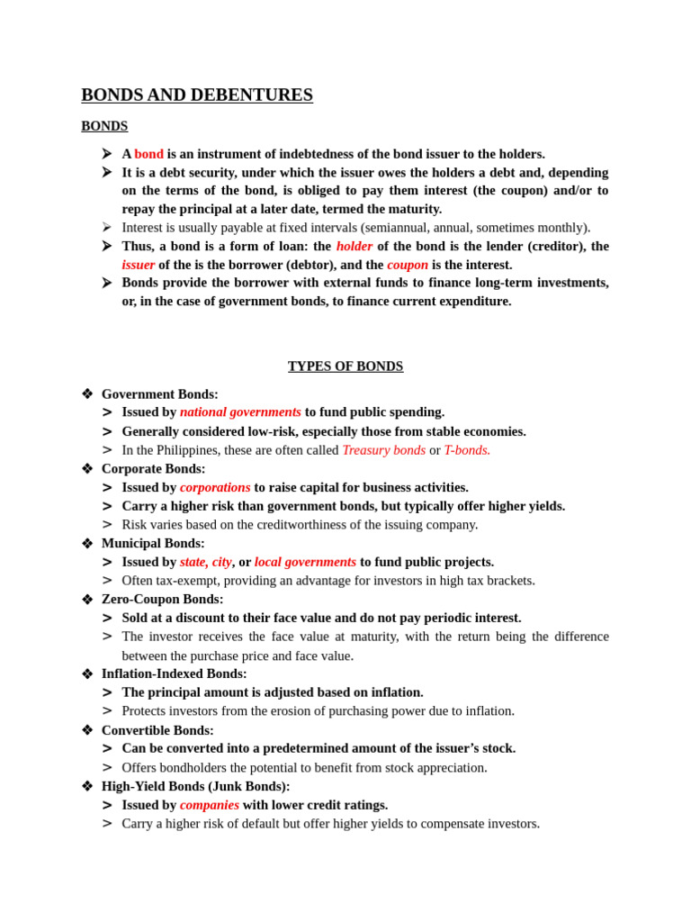 Bonds vs. Debentures Explained | PDF | Bonds (Finance) | Debenture