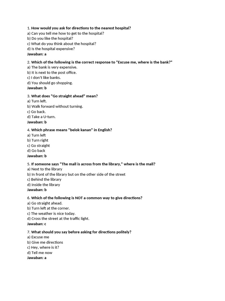 Soal Asking SND Giving Direction | PDF
