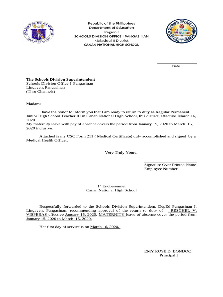 Return To Duty Letter | PDF