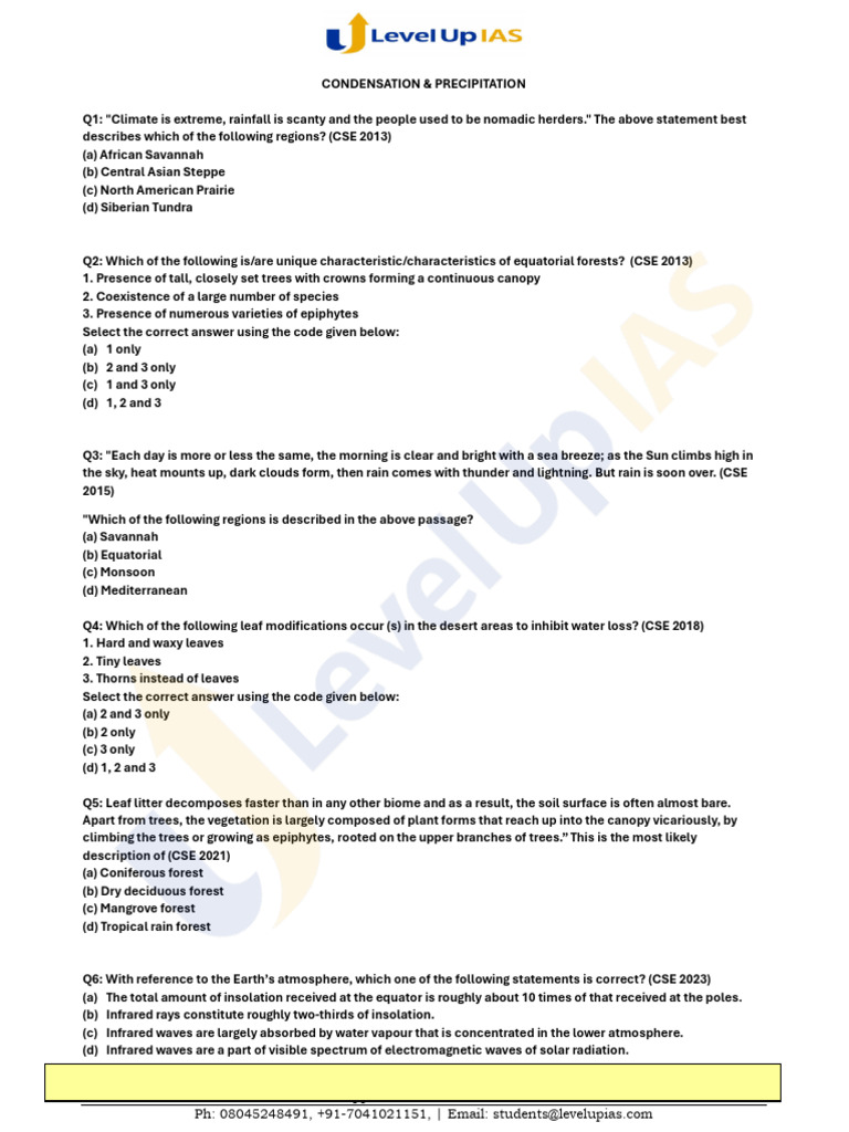 Geography: Condensation & Precipitation | PDF | Humidity | Rain