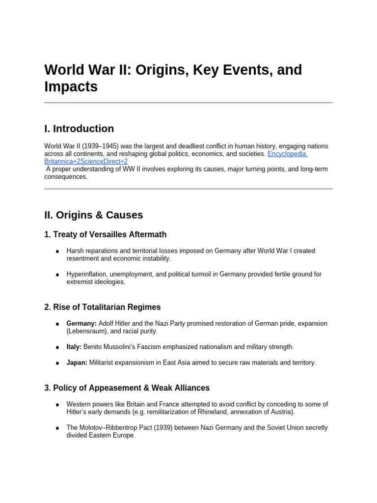 World War II - Origins, Key Events, and Impacts | PDF | Nazi Germany ...
