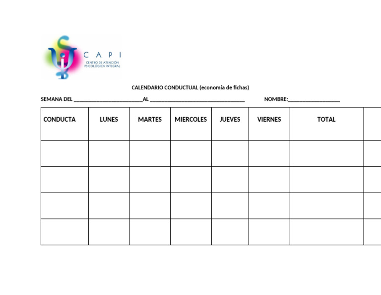 Calendario Conductual Semanal | PDF