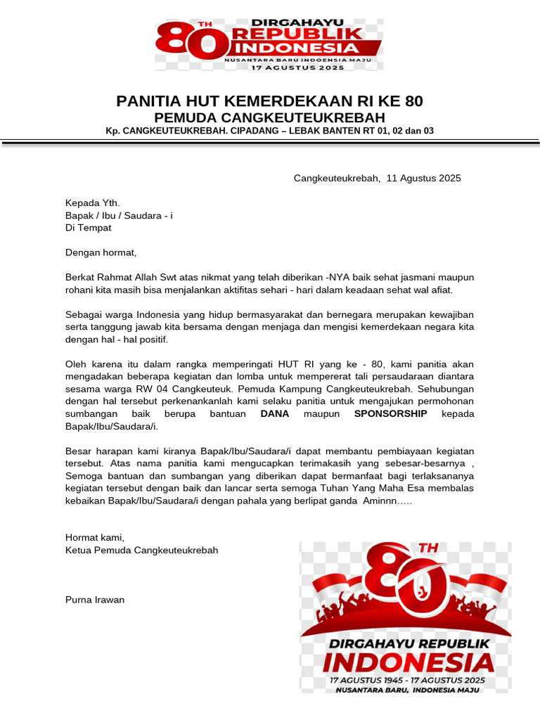 Proposal Kegiatan Agustusan 2025 | PDF