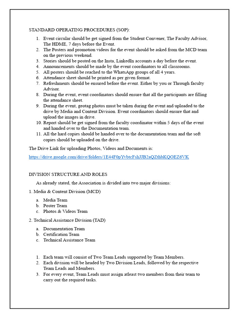 Event Management SOP Guidelines | PDF