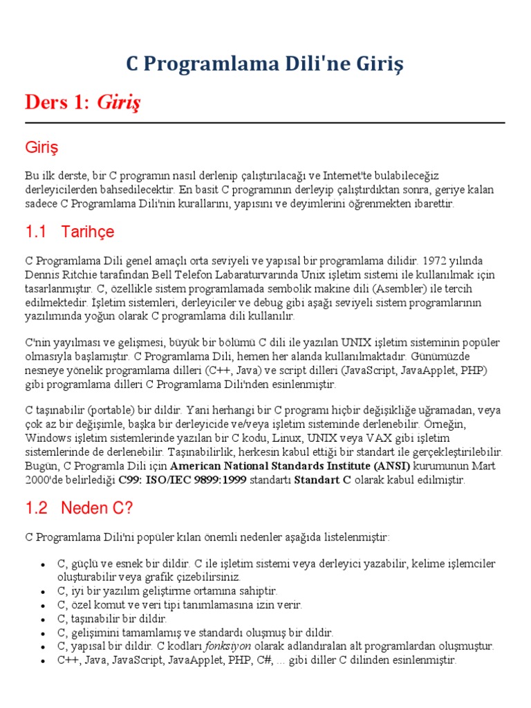 C Programlama Dili | PDF