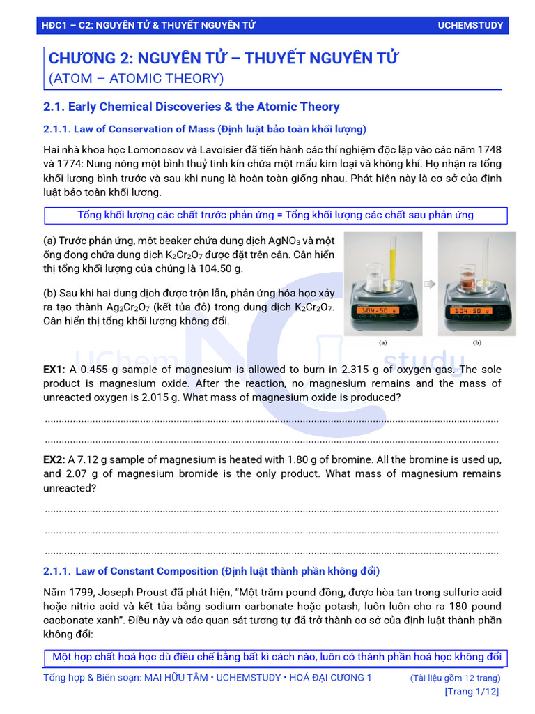 Unit 2 Atom, Atomic Theory | PDF