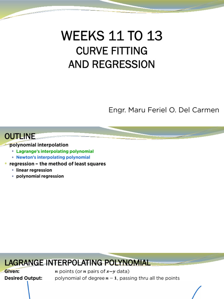 11-13 Curve Fitting and Regression | PDF | Interpolation | Least Squares
