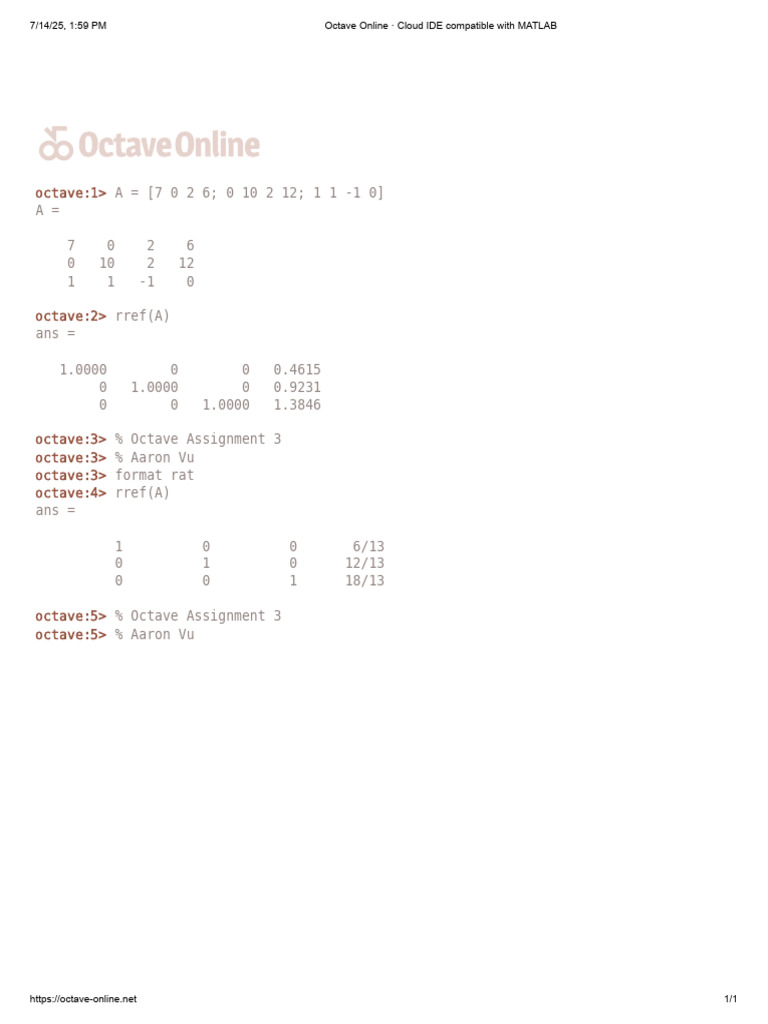 Octave 3 | PDF