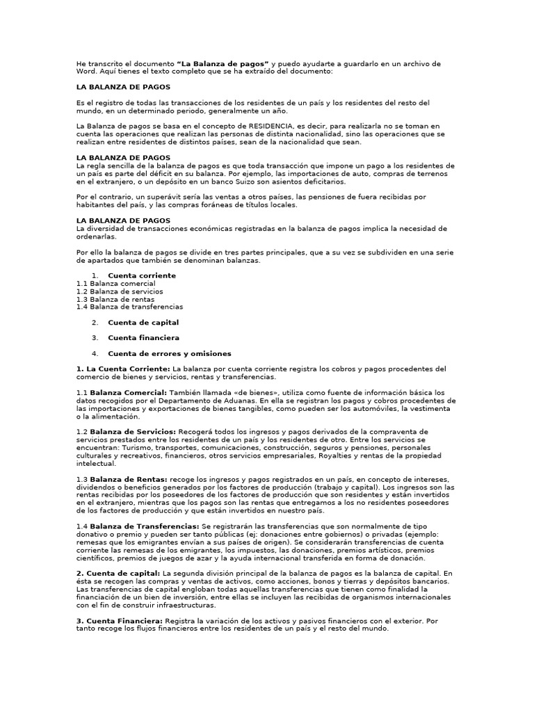 Balanza de Pagos Macro | PDF | Balance de pagos | Negocios Internacionales