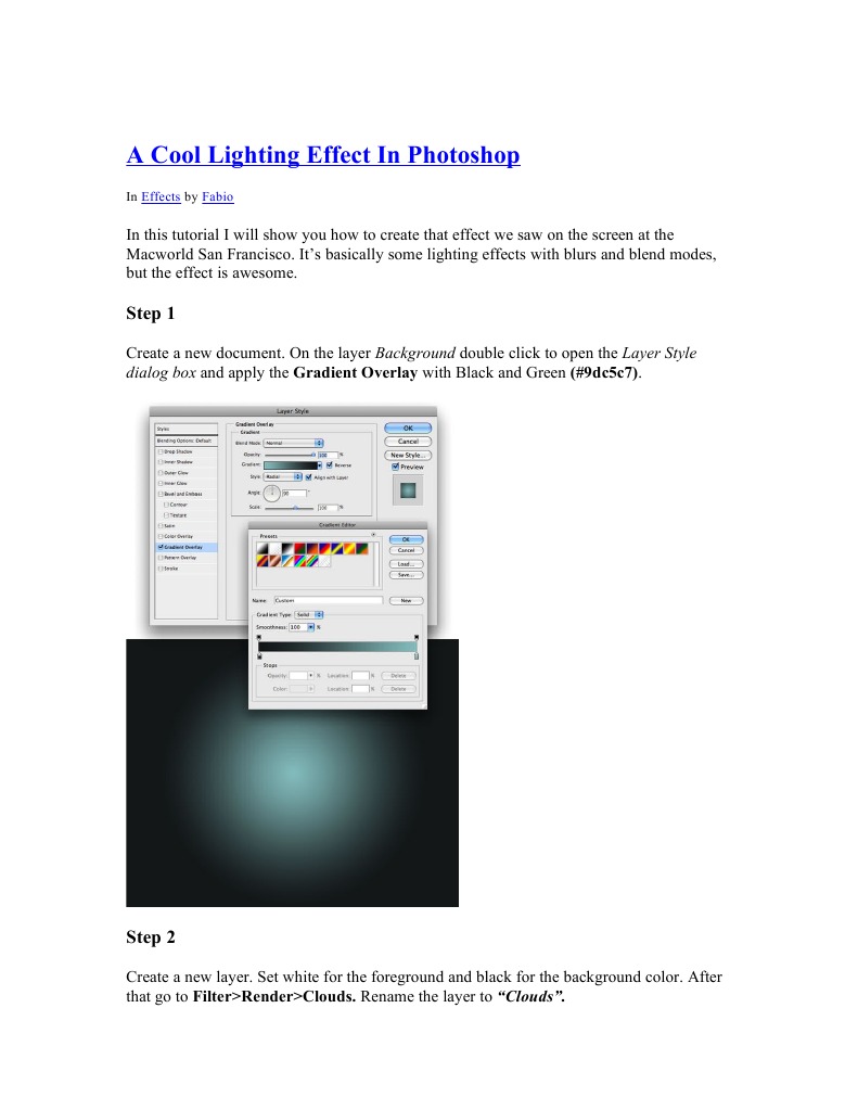 A Cool Lighting Effect in Photoshop | PDF