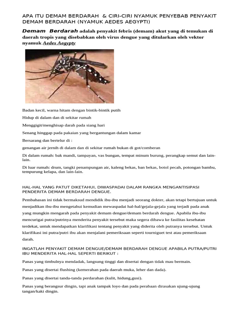 Ciri-Ciri Virus Demam Berdarah | PDF