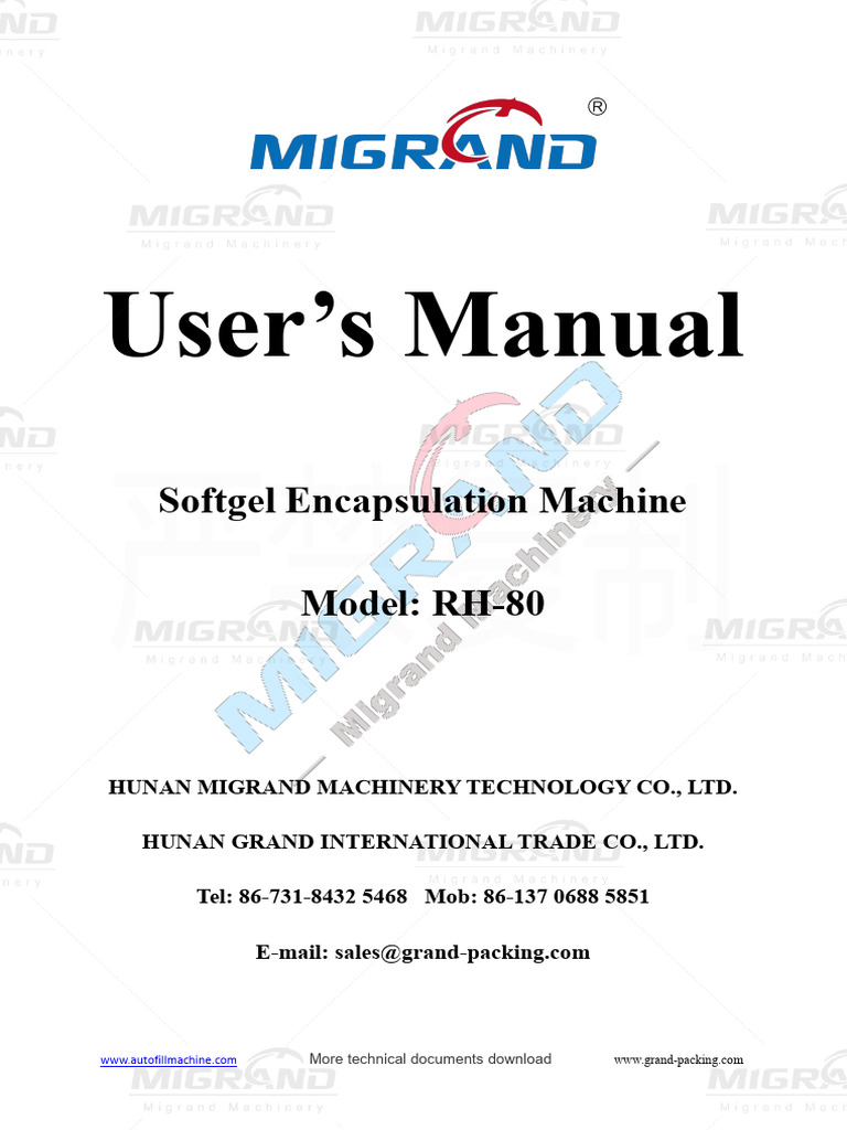 RH-80 Softgel Machine User Manual | PDF | Tablet (Pharmacy) | Pump