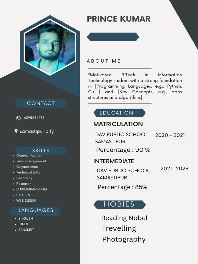 Dark Blue and Grey Modern Resume | PDF