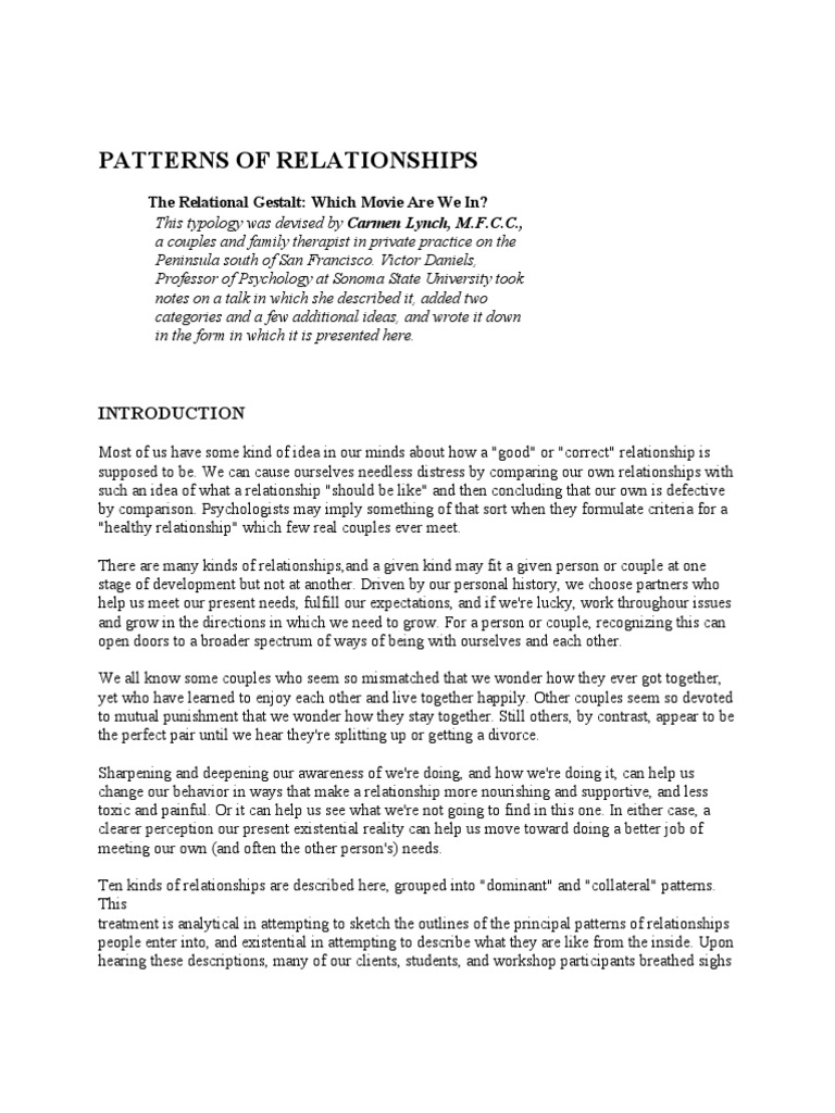 Patterns of Relationships | PDF | Adolescence | Romance (Love)
