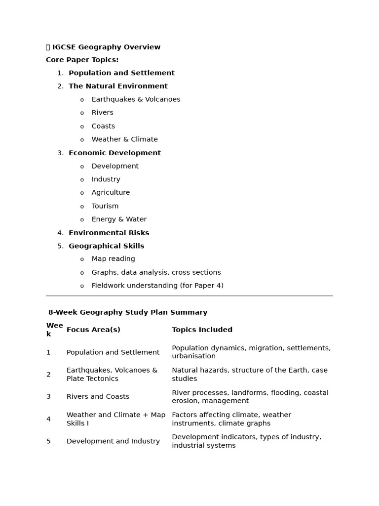 IGCSE Geography Study Guide | PDF | Agriculture | Urbanization