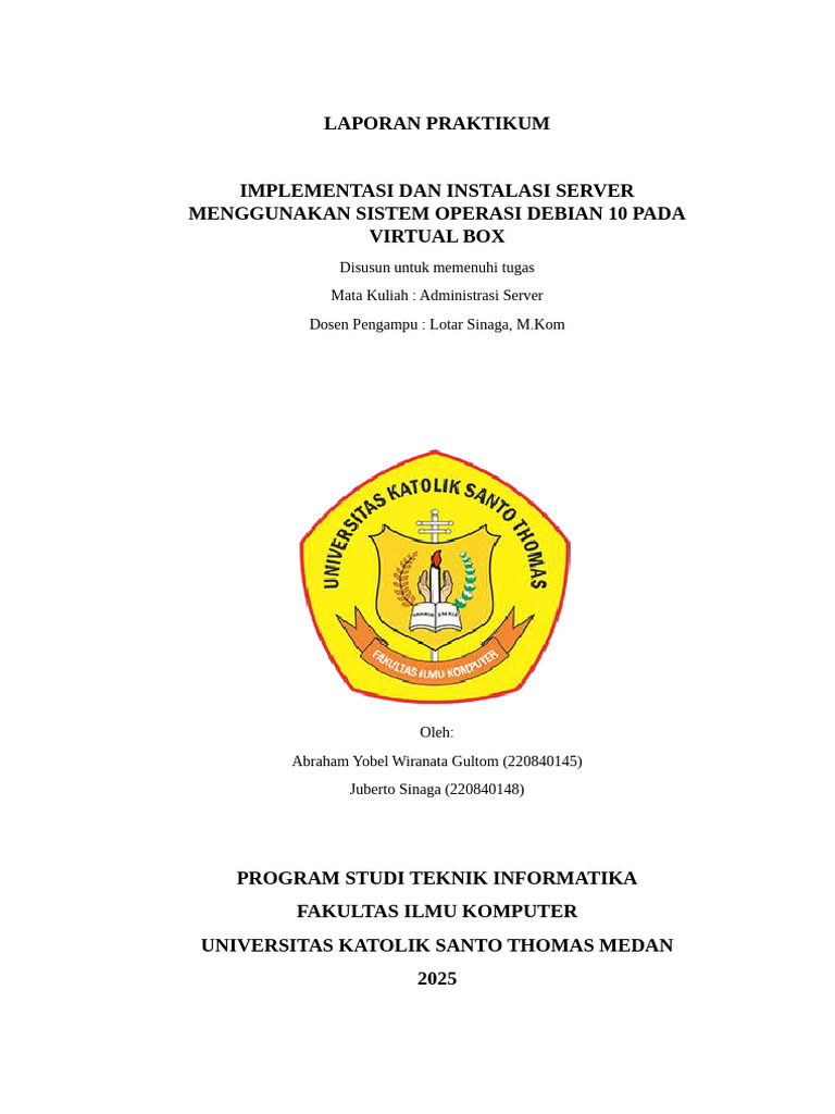 Laporan Projek Implementasi Debian 10.8 Di VirtualBox | PDF