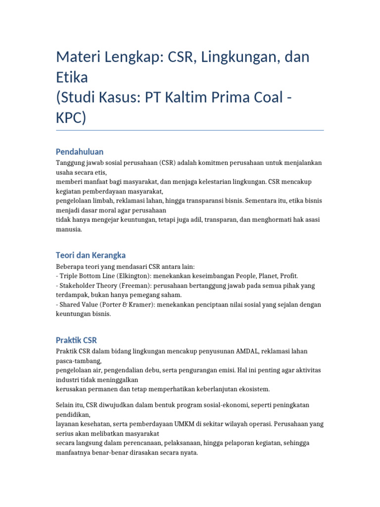 Materi Lengkap CSR KPC | PDF
