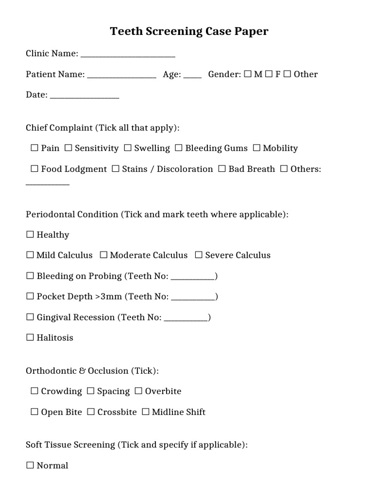 A5 Dental OPD Sheet | PDF