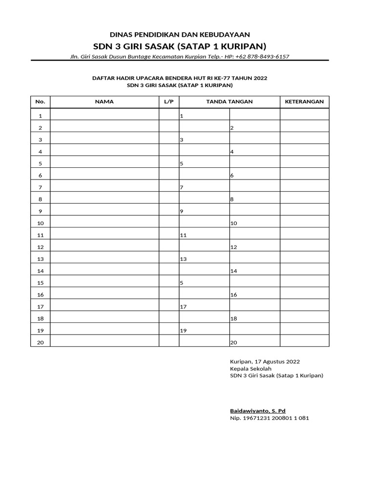 Absen Upacara | PDF