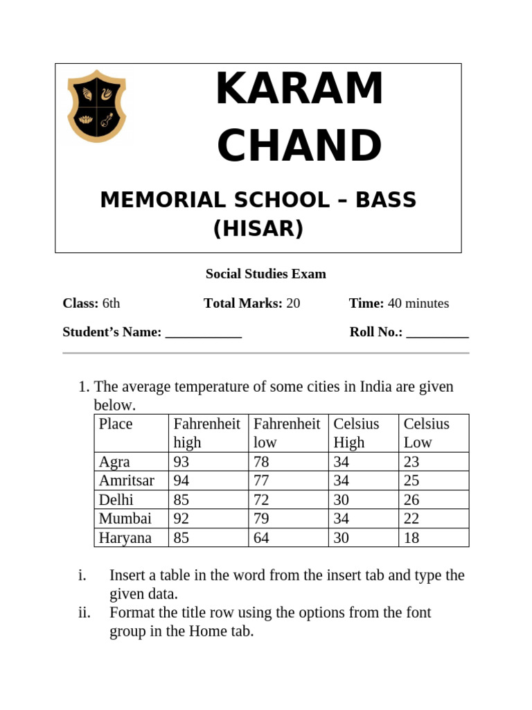 6th Grade Social Studies Exam Guide | PDF