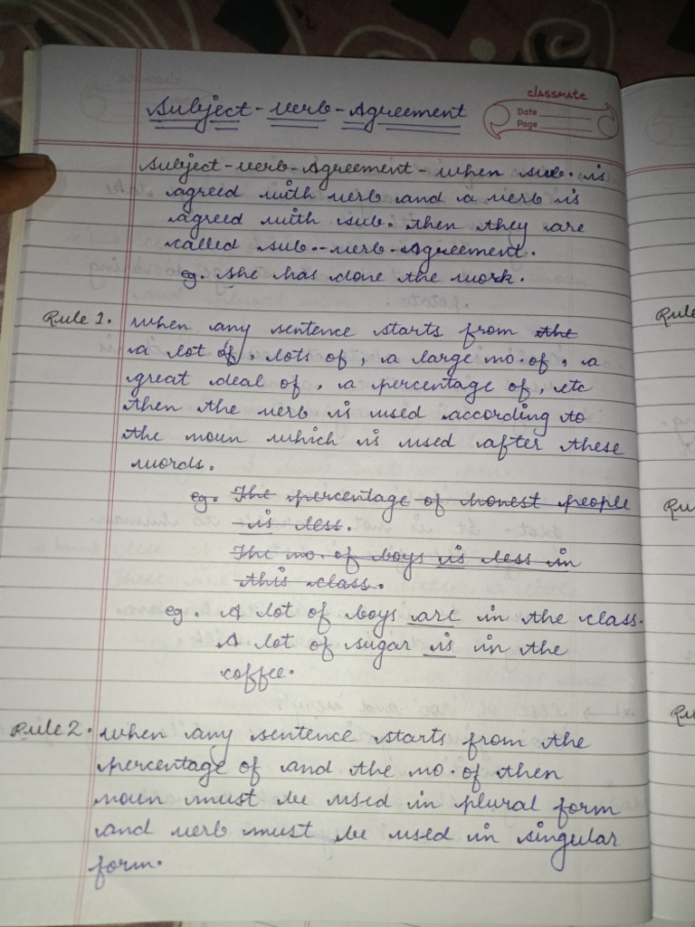 Subject Verb Agreement Class 10th Notes | PDF