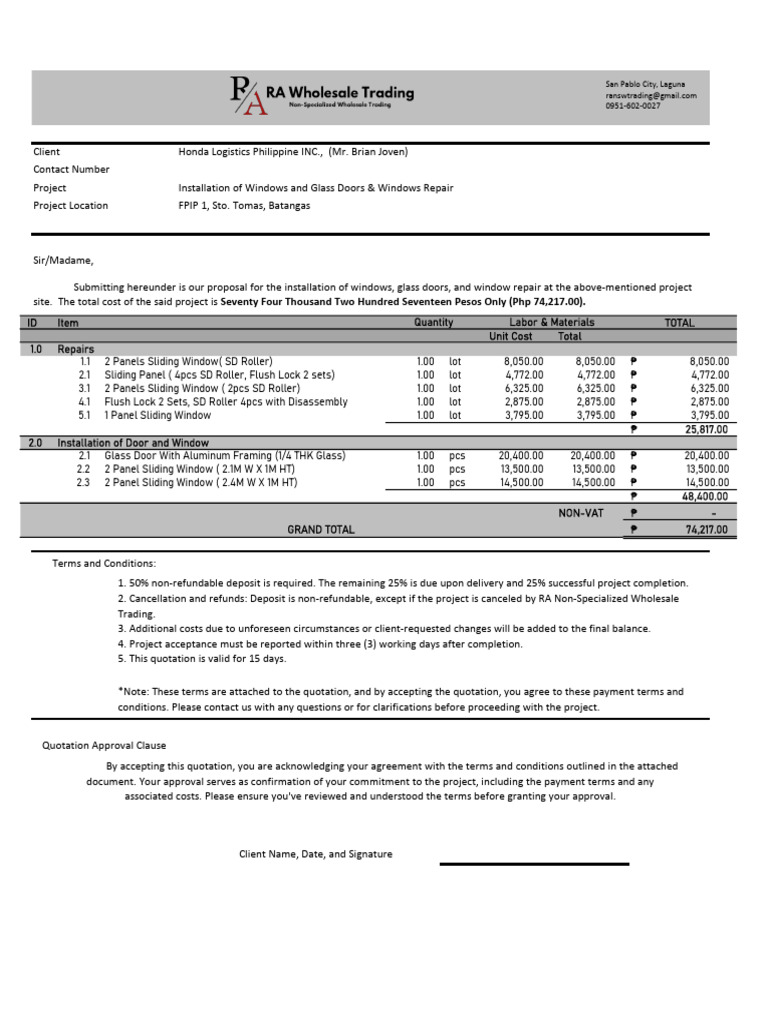 Windows Installation Quotation Proposal | PDF