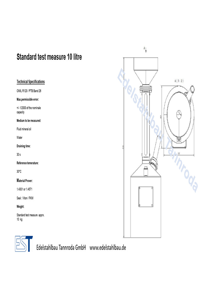 10 L Standard Test Measure Specs | PDF