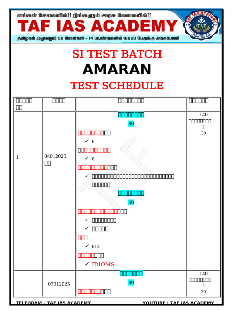 SI Test Batch Schedule Amaran | PDF | Adverb | Grammar