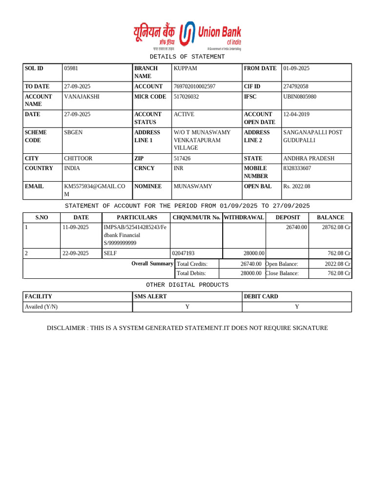 Combined Statement 769702010002597 | PDF