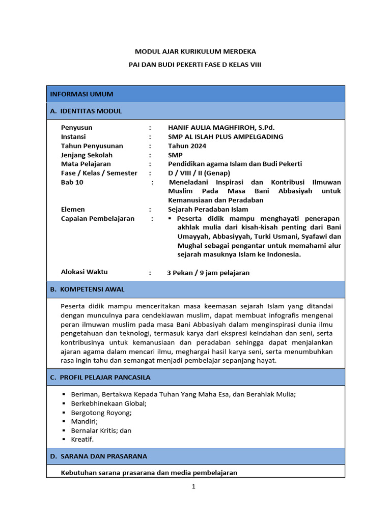 Modul Ajar BAB 10 - Ok | PDF