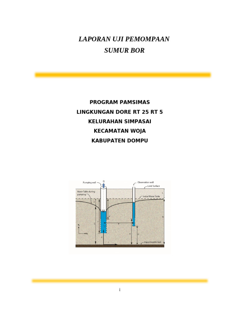 Laporan Uji Pemompaan Sumur Bor Dompu | PDF