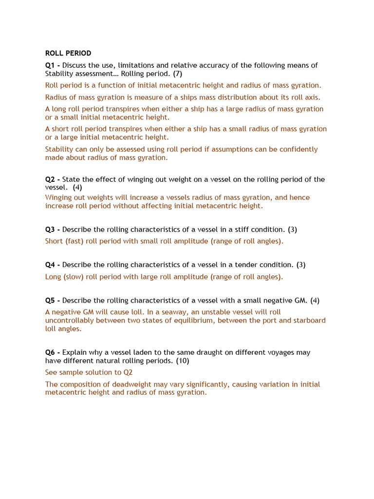 Understanding Ship Roll Period Dynamics | PDF | Watercraft | Shipping
