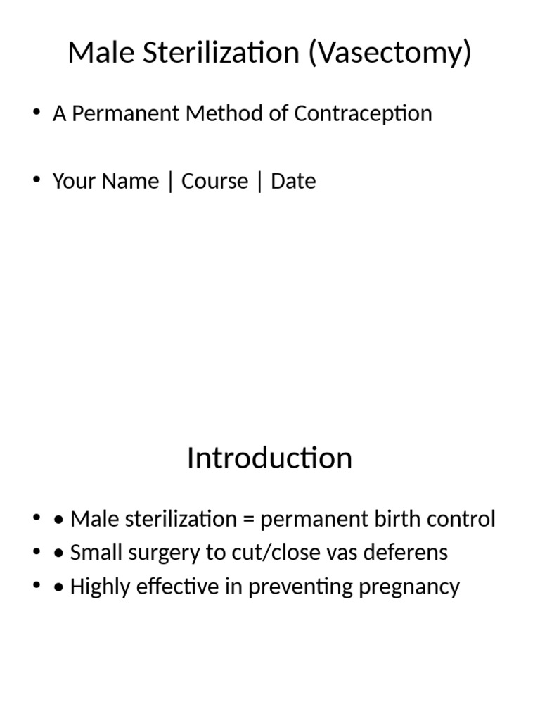 Male Vasectomy: A Permanent Contraceptive | PDF
