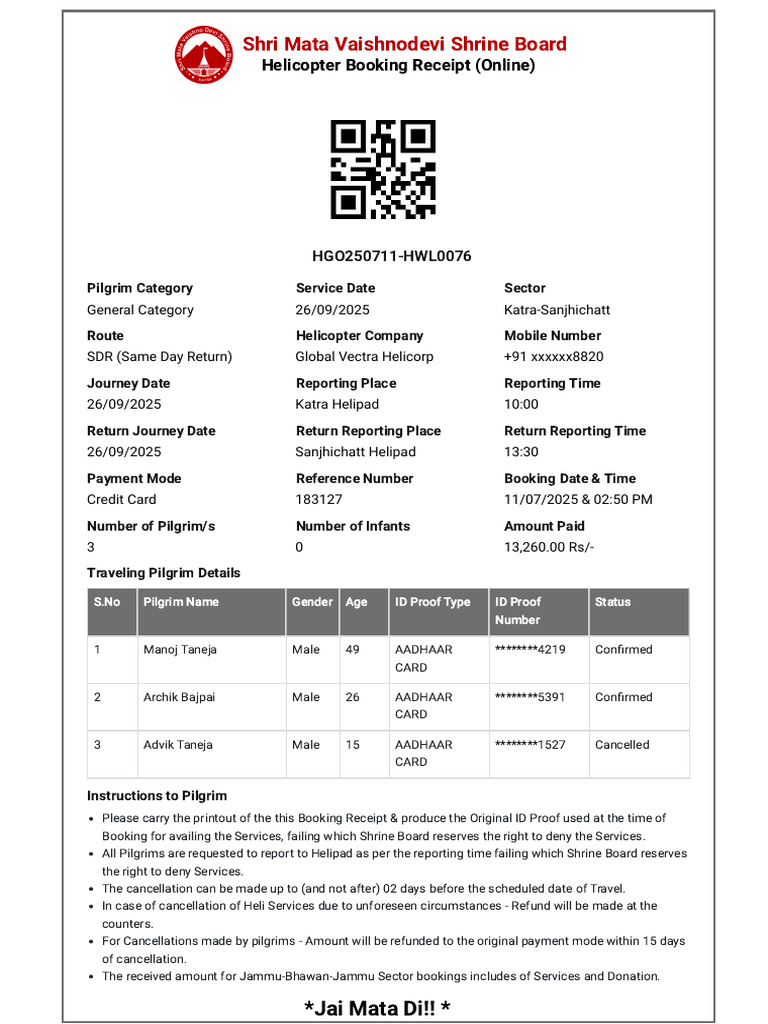 Shri Mata Vaishno Devi Shrine Board | PDF | Payments