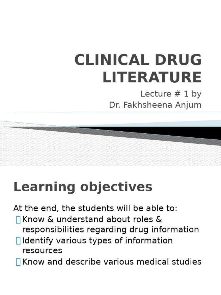 CLINICAL DRUG LITERATURE, Drugs Literature | PDF | Clinical Trial ...
