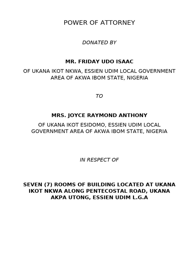 Power of Attorney for Property Transfer | PDF | Deed | Civil Law ...