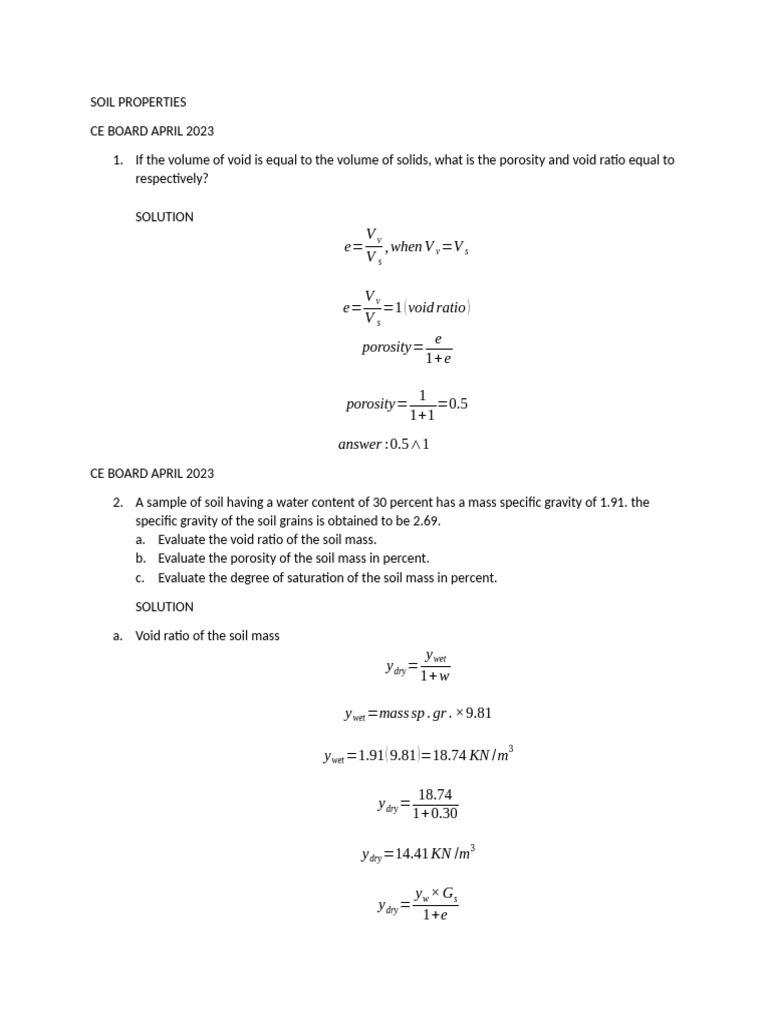 Soil Properties Plates Epce 2 | PDF | Porosity | Density
