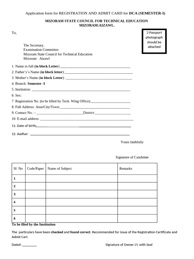 Dca Exam Form | PDF