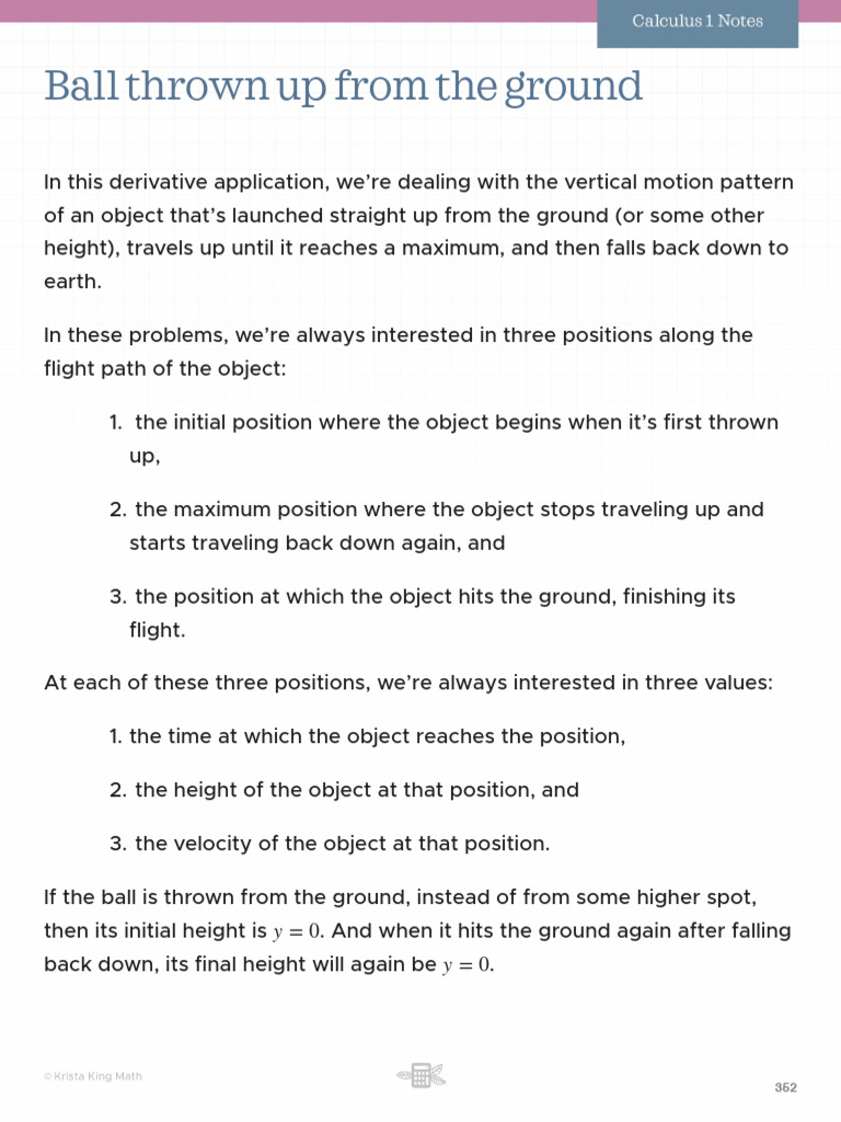 02 Ball Thrown Up From The Ground | PDF | Velocity | Function (Mathematics)