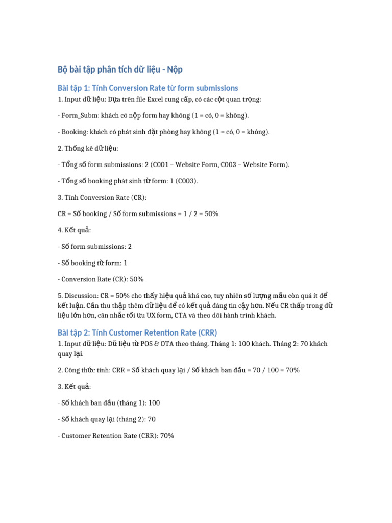 Bo Bai Tap Phan Tich Du Lieu | PDF