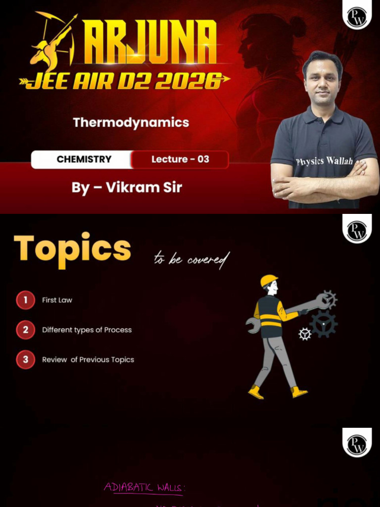 Thermodynamics 03 Class Notes Arjuna JEE AIR D2 2026 | PDF
